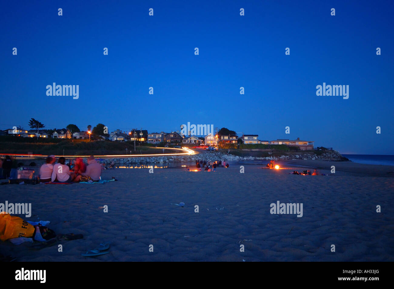 People enjoying themselves on the beach at Santa Cruz California in the ...