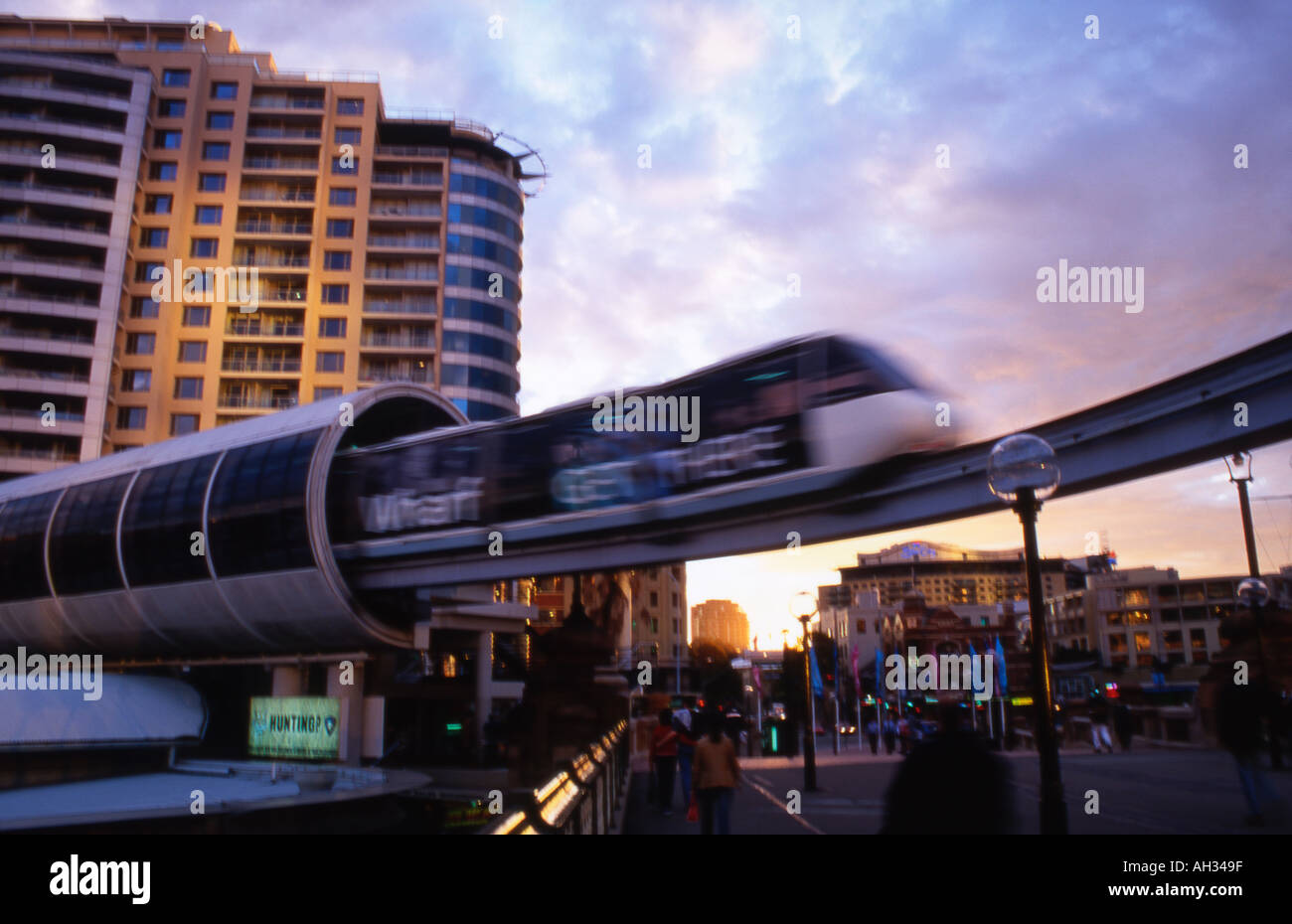 Sydney monorail in the evening Stock Photo - Alamy