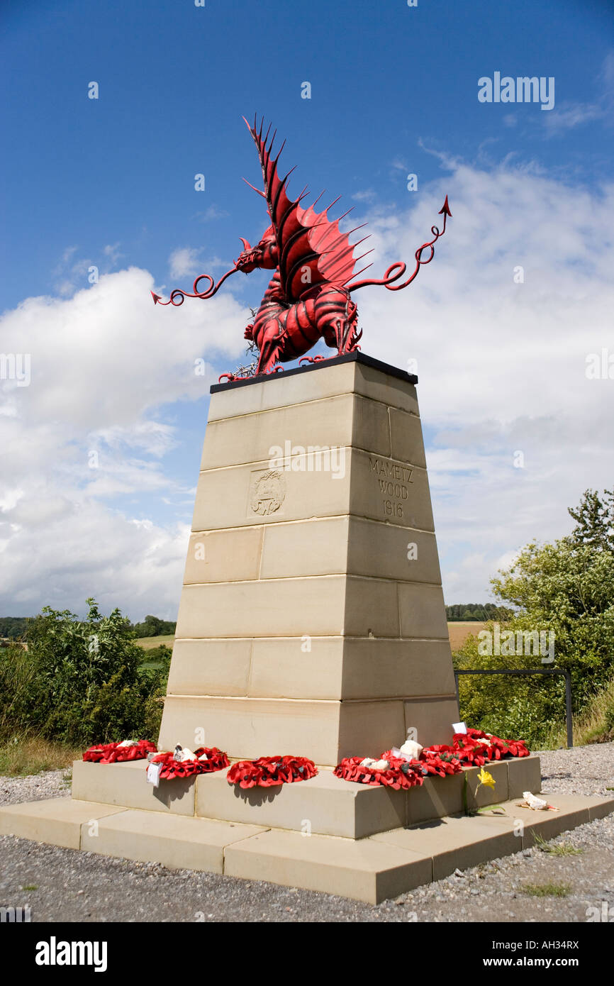 The 38th Welsh Division Red Dragon Memorial overlooking Mametz Wood ...