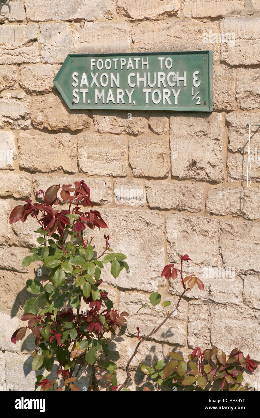 Sign to the Saxon Church in Bradford-on-Avon, Wiltshire, England Stock ...