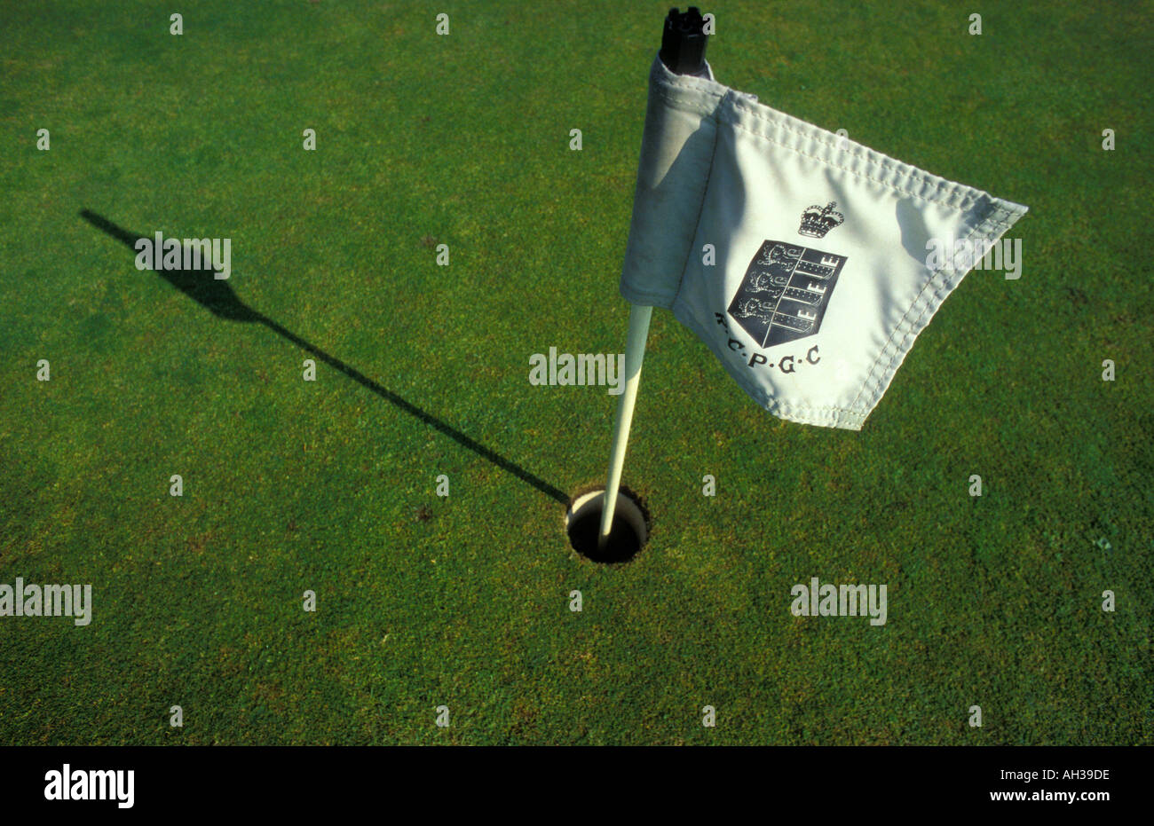 golf pin on putting green Stock Photo - Alamy
