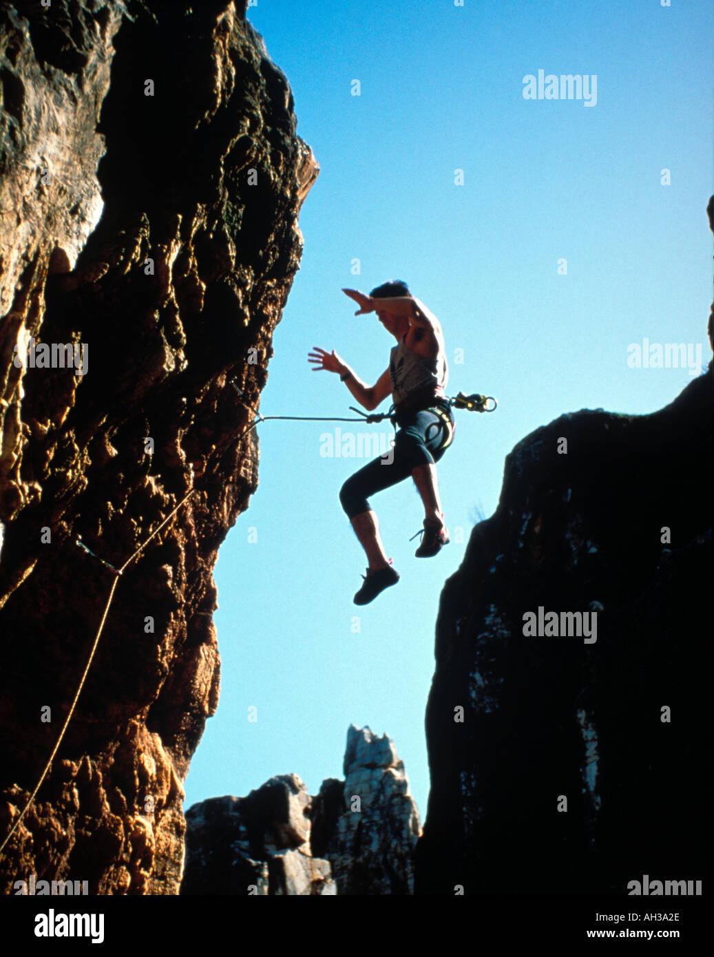 Climber falling off rock hi-res stock photography and images - Alamy