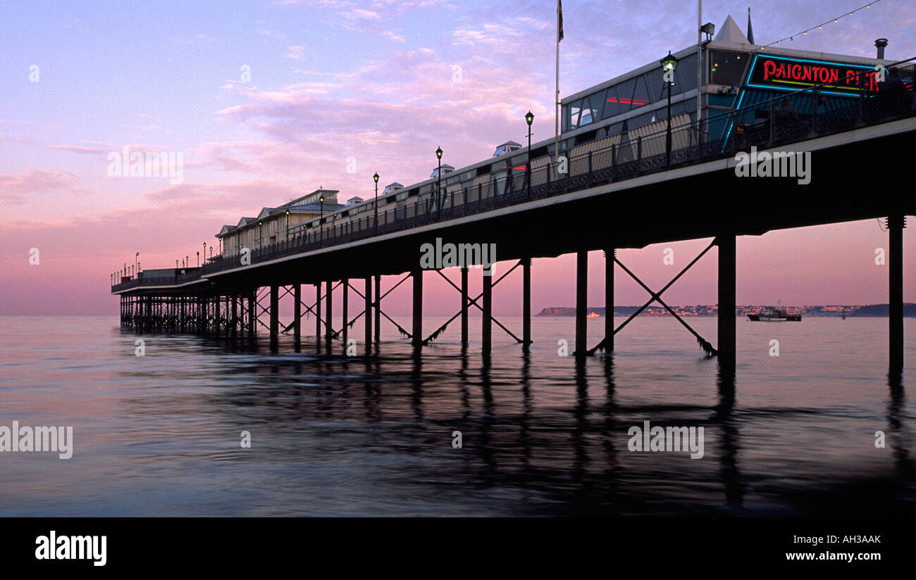 The pier and beach at Paignton Devon England on the English Riviera ...