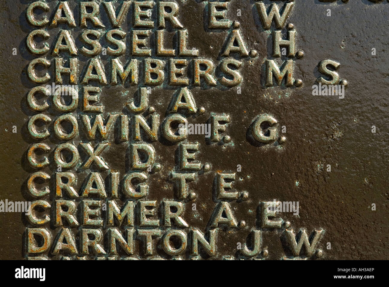 Names of war dead on Portsmouth Naval Memorial Southsea Hampshire ...
