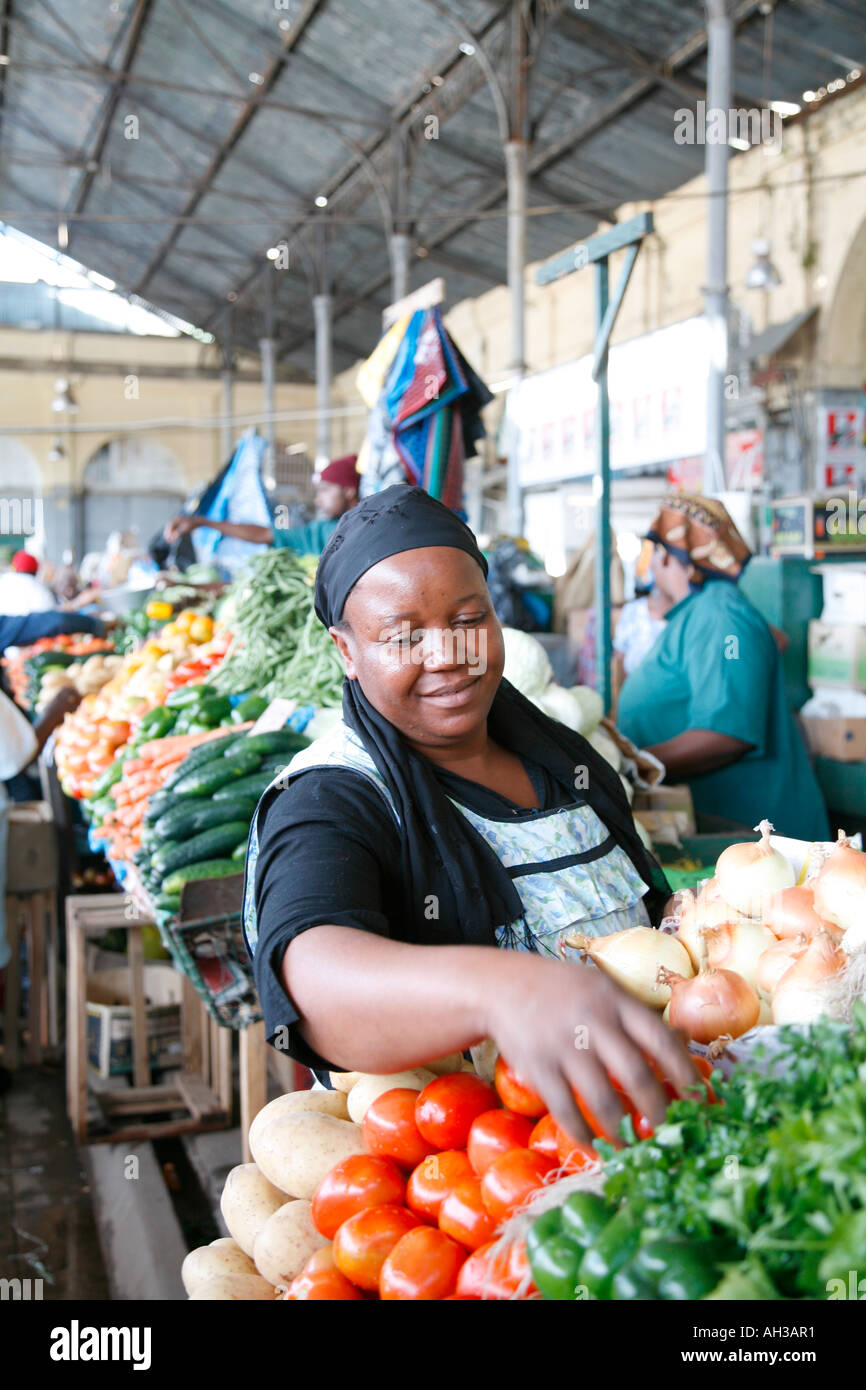 African black women selling fresh organic vegetables and fruits at ...