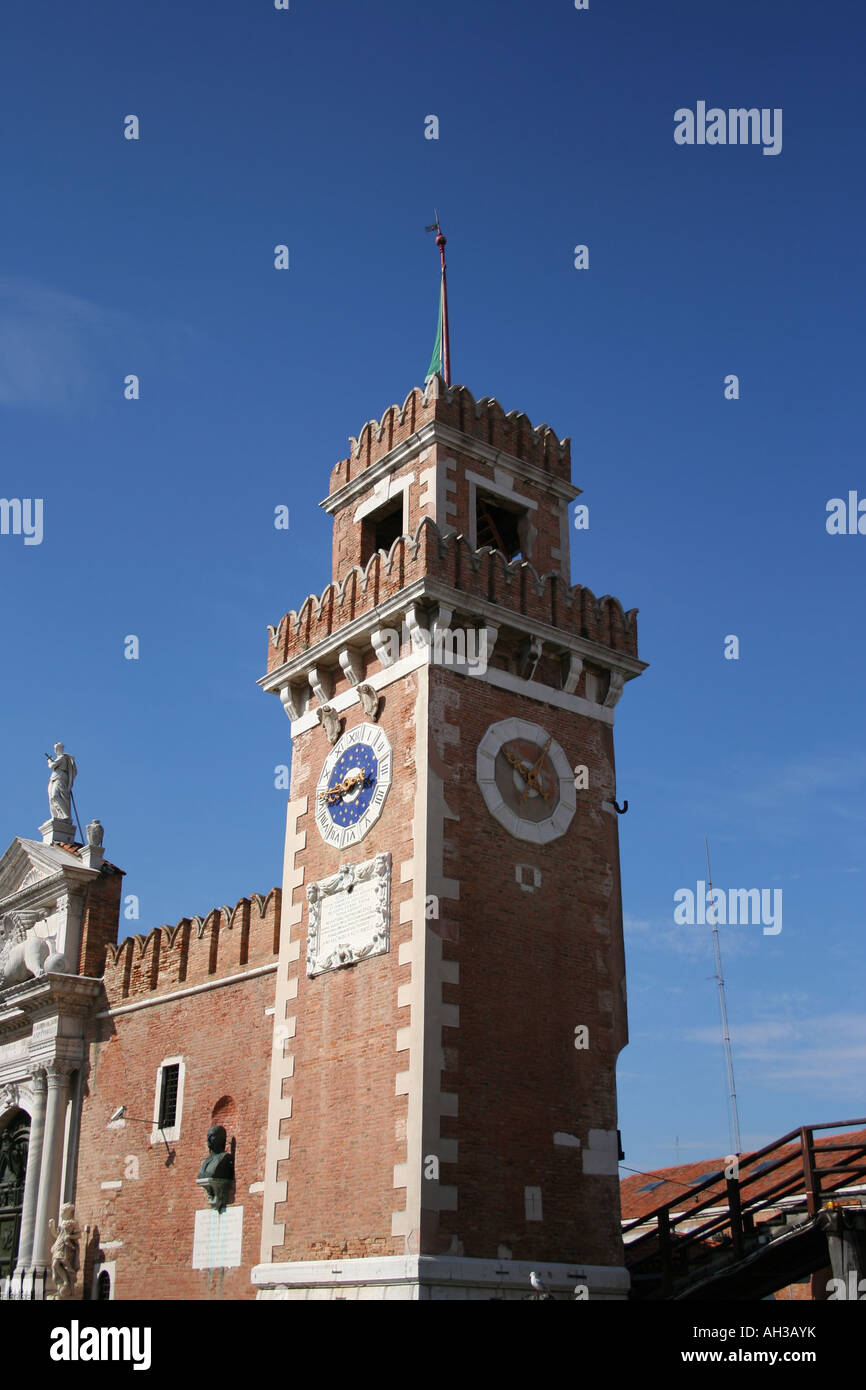 brick clock tower Arsenale Venice Italy September 2007 Stock Photo - Alamy