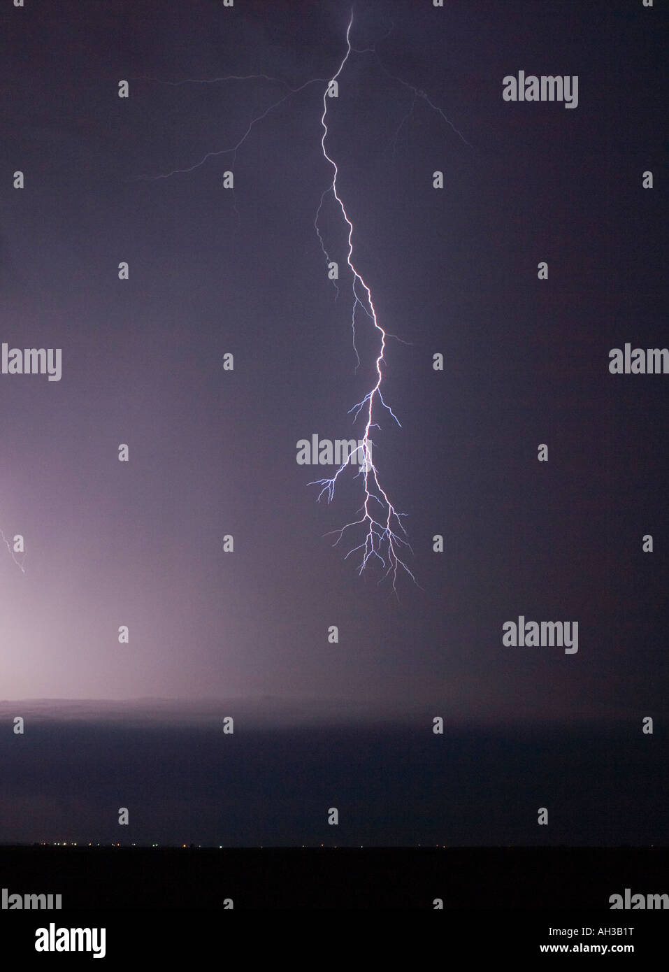 A electrical storm at night near Russell, Kansas, showing cloud to ...