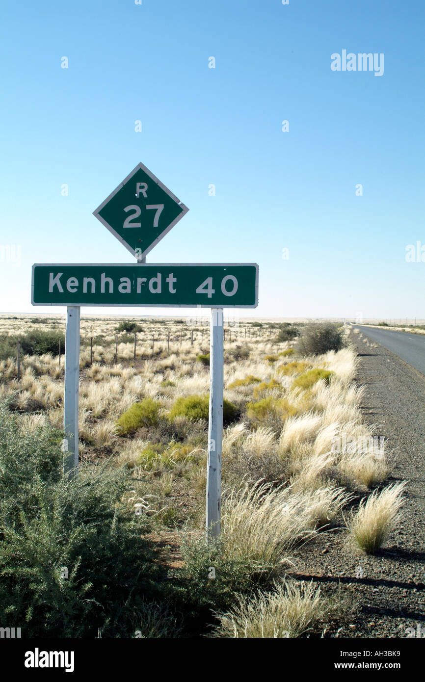 Road sign for Kenhardt on the R27 highway in South Africa RSA Stock ...
