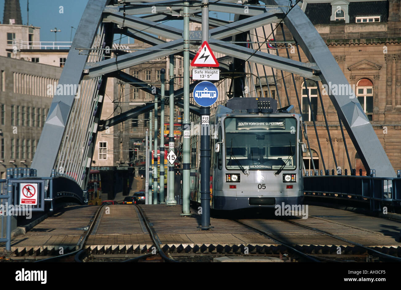 Supertram on "Bridge in Sheffield "Great Britain Stock Photo - Alamy