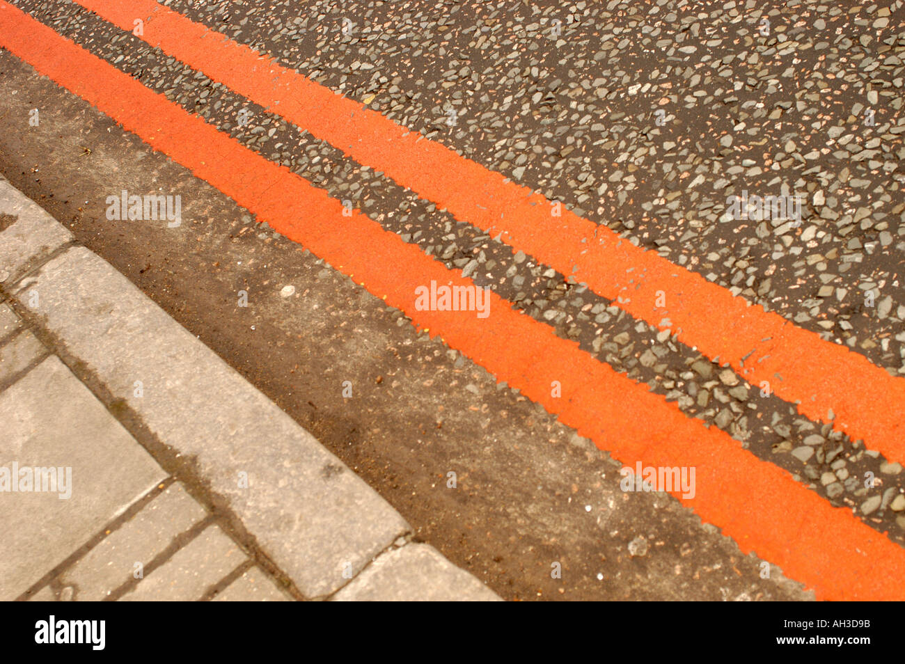 Red Route markings in London England Stock Photo - Alamy