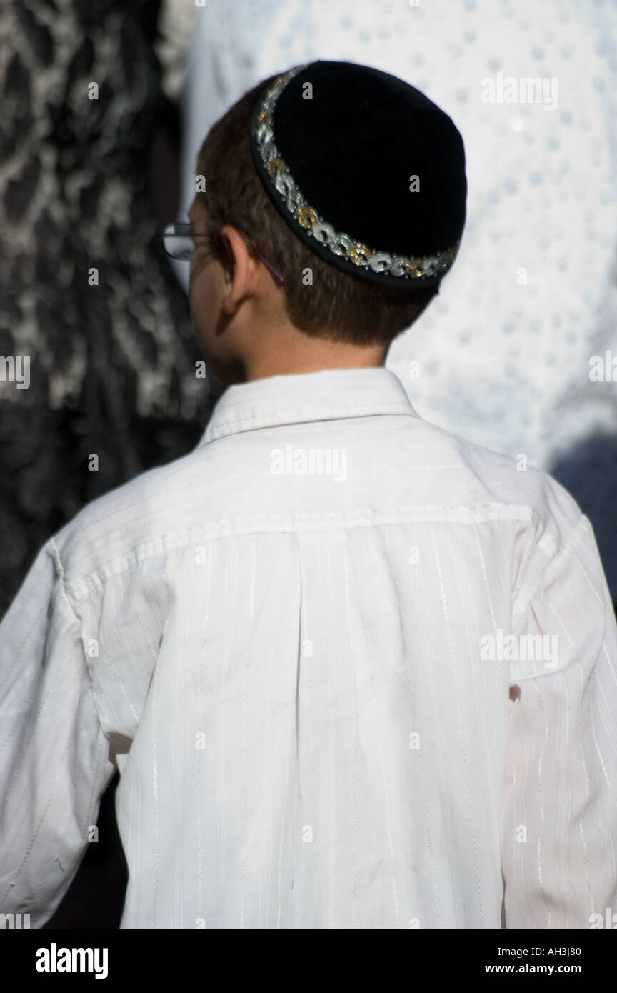 Jewish boy in traditional clothes Old Walled City Jerusalem Israel ...