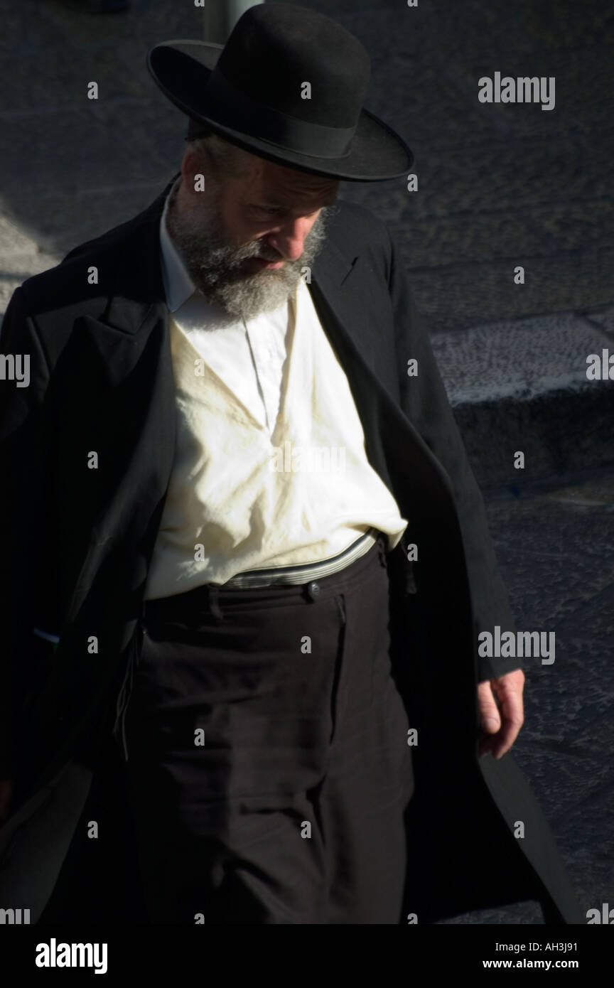Jewish man in traditional clothes Old Walled City Jerusalem Israel ...