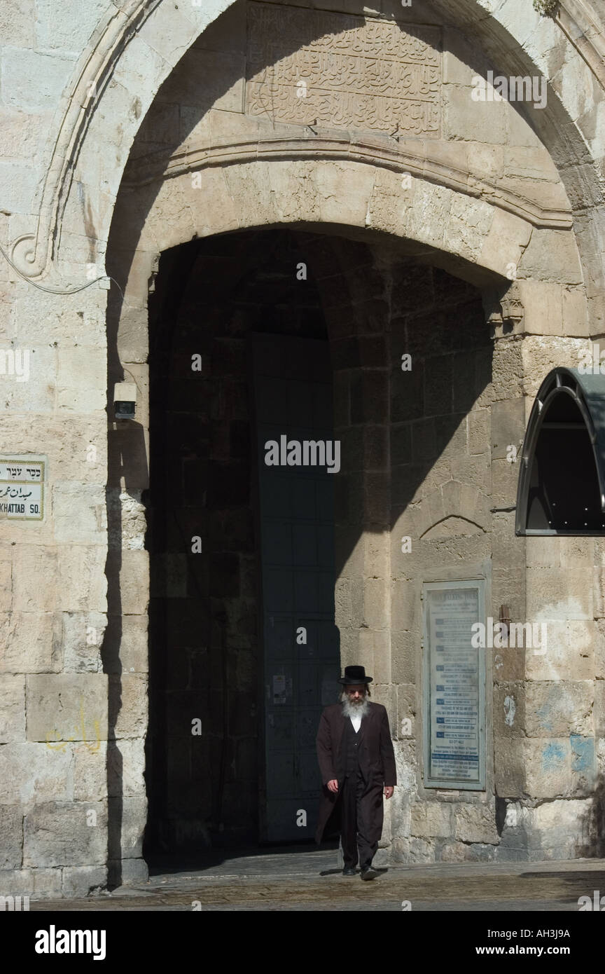 Jewish man in traditional clothes Old Walled City Jerusalem Israel ...