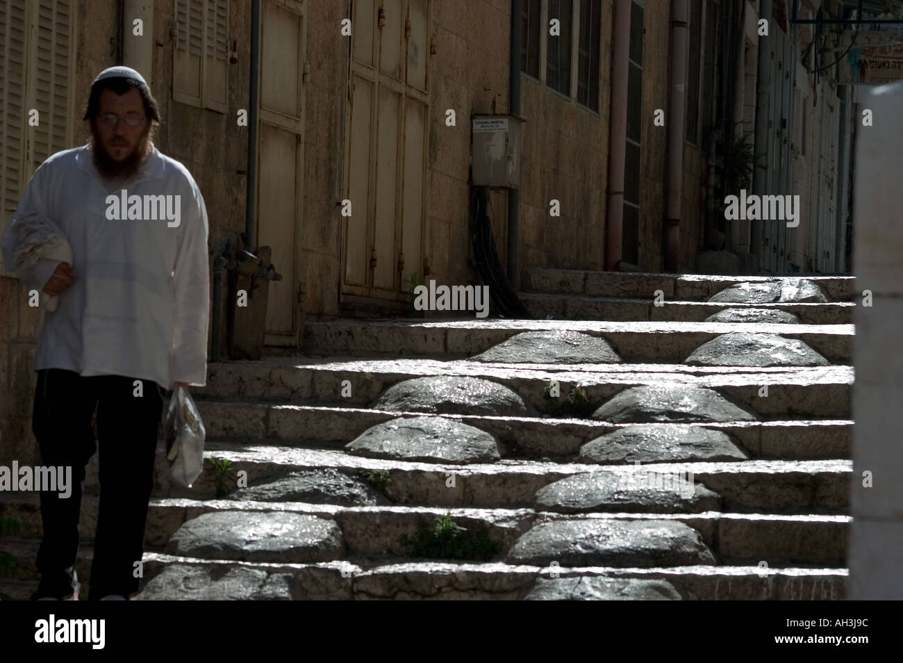 Jewish man in traditional clothes Old Walled City Jerusalem Israel ...