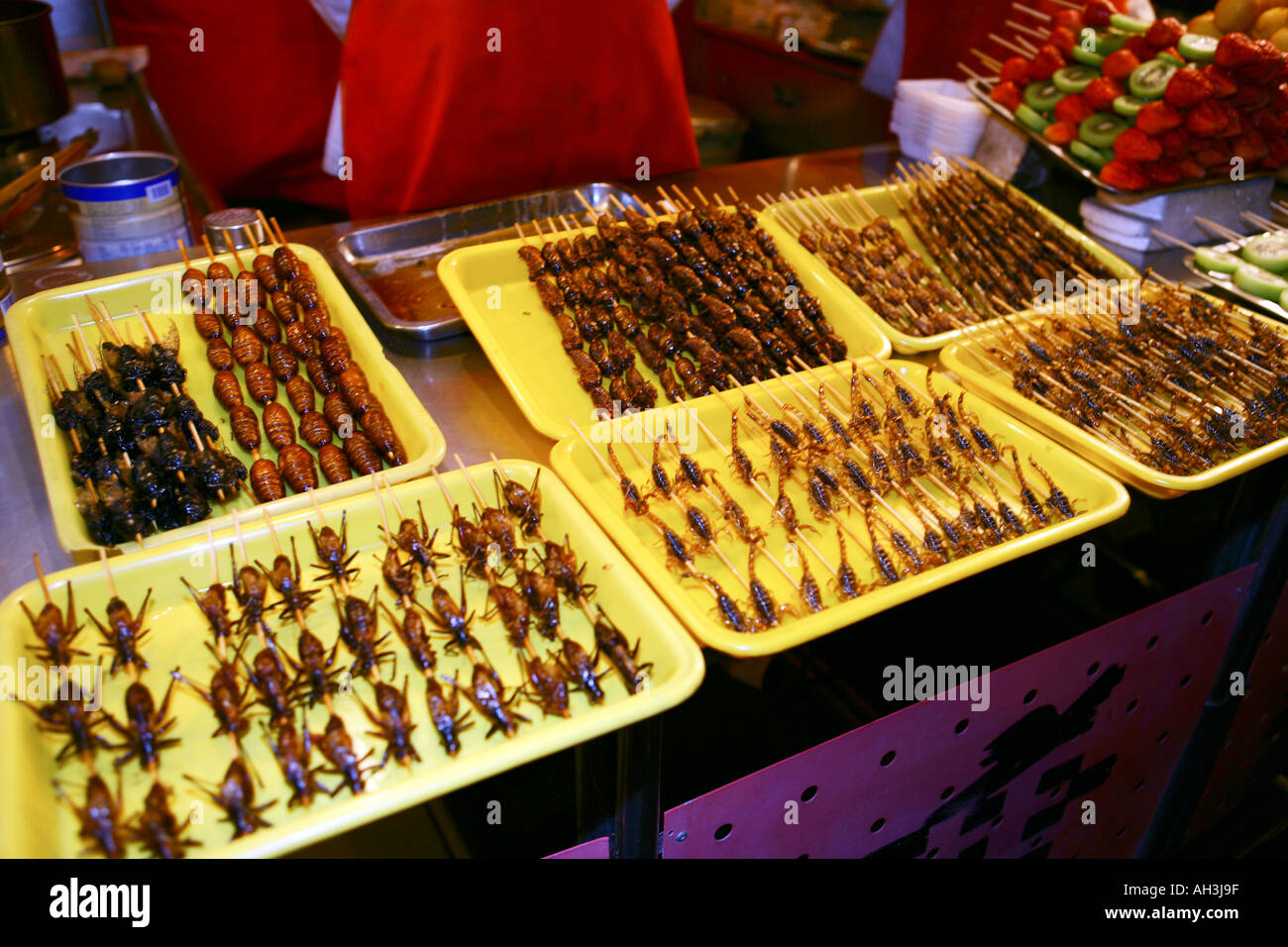 Scorpian Kebabs and various bug Kebabs Beijing China Stock Photo - Alamy