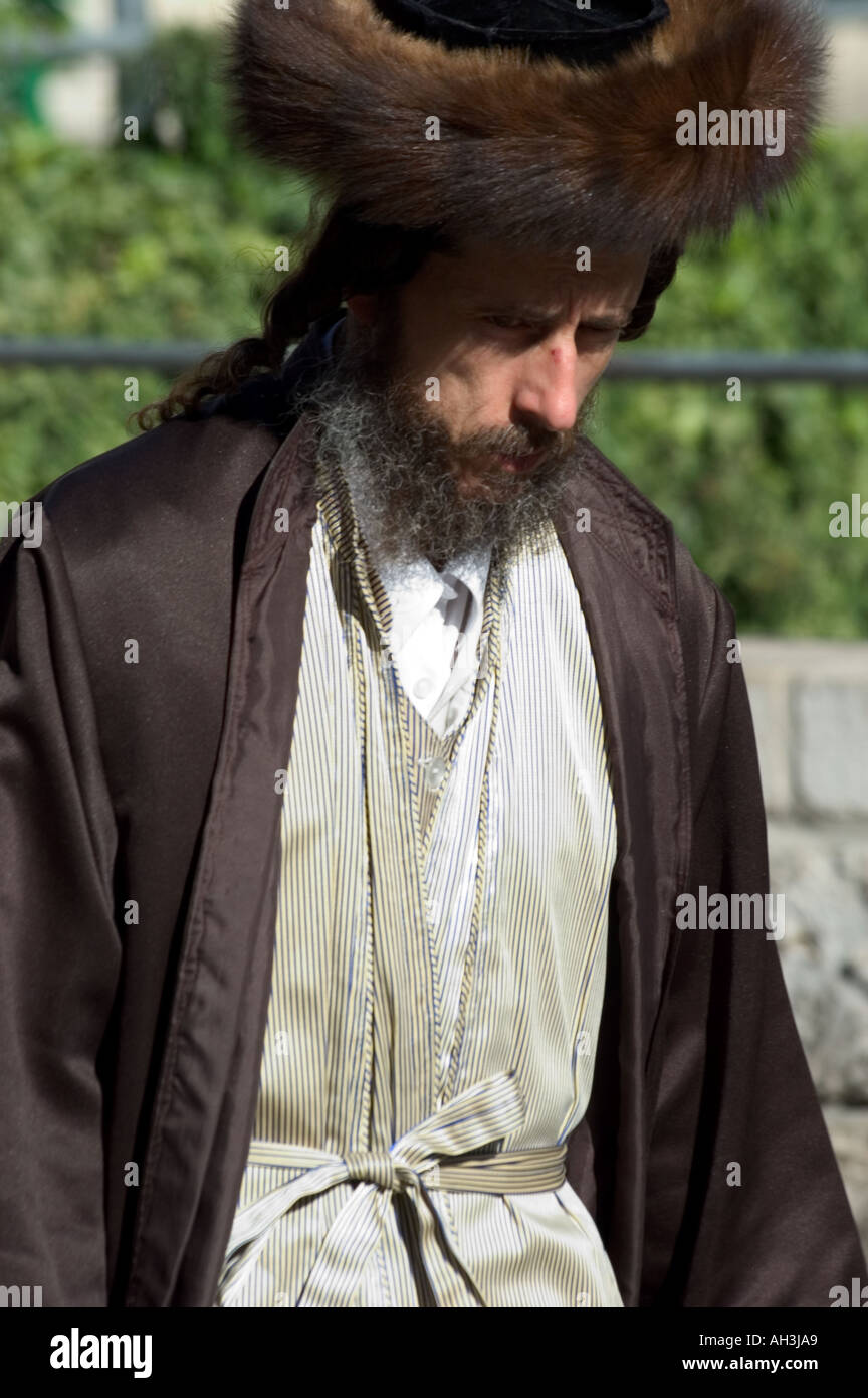 Jewish man in traditional clothes Old Walled City Jerusalem Israel ...