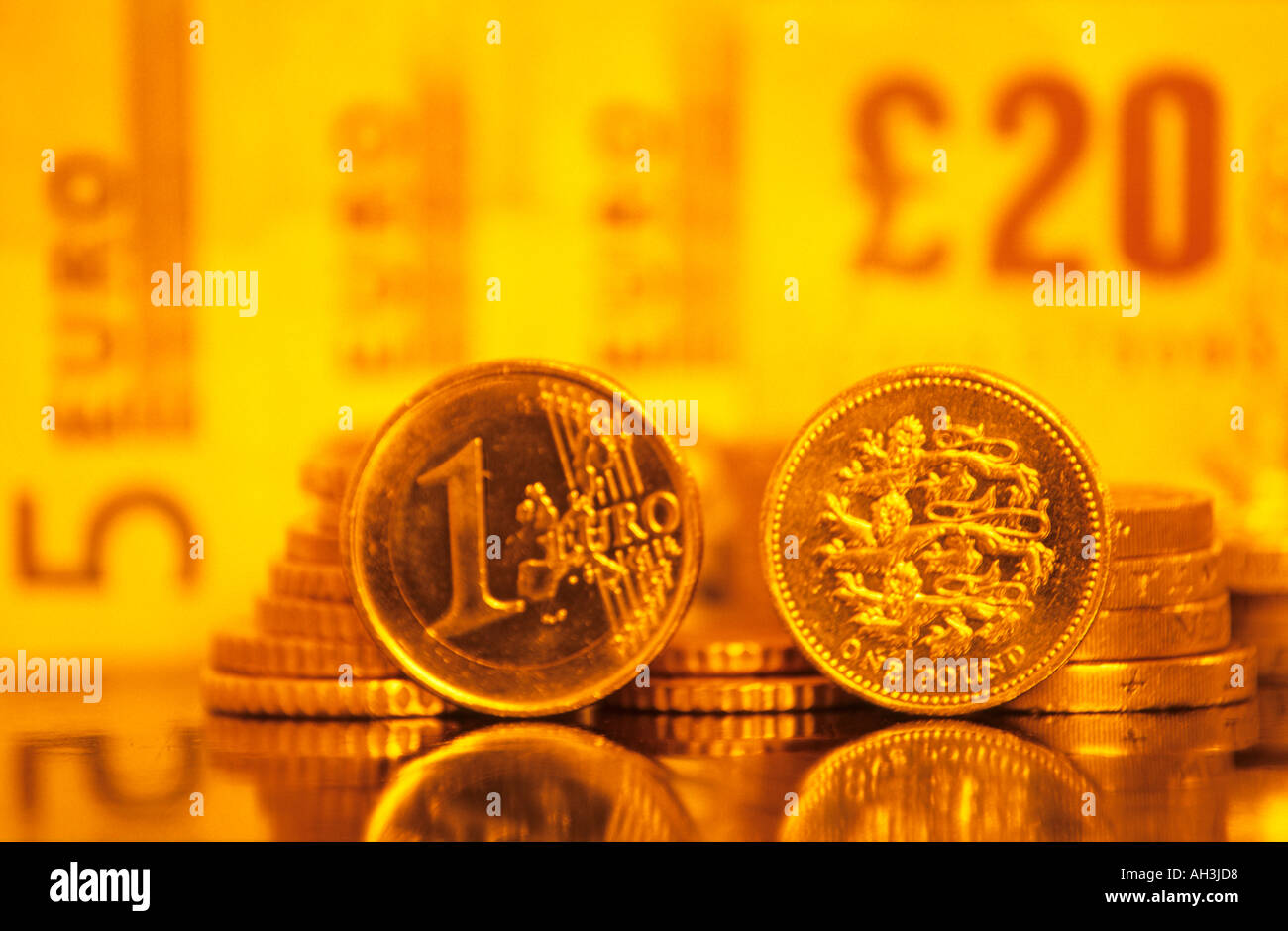 Euro and Pound Coins Stock Photo - Alamy