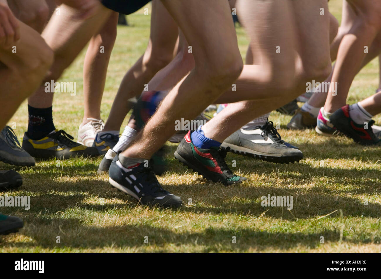 starting line up for the fell race at Ambleside sports, Lake District ...