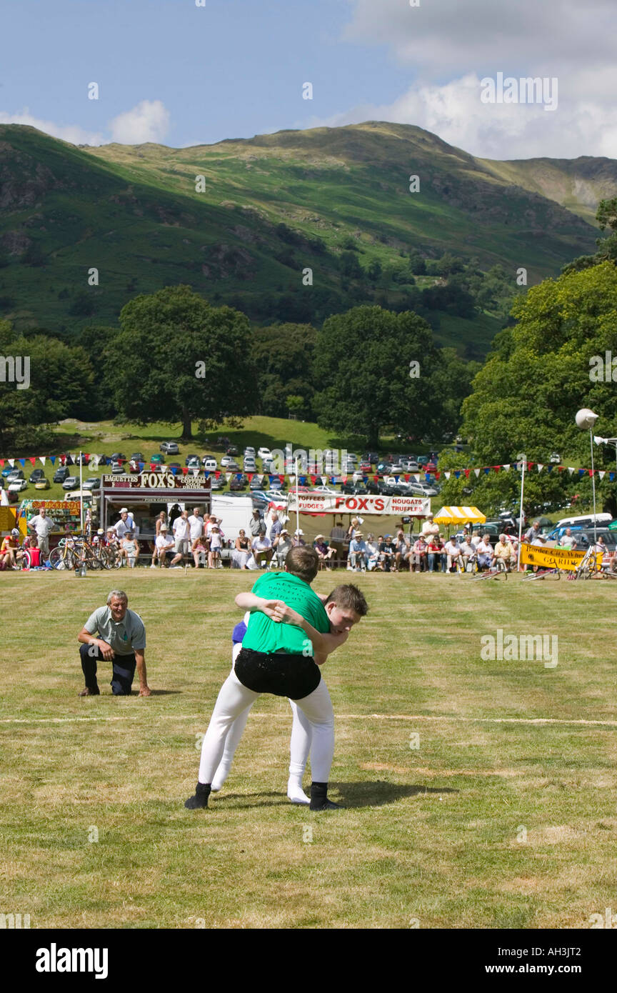 children Cumberland Wrestling at Ambleside sports, Lake District, UK ...