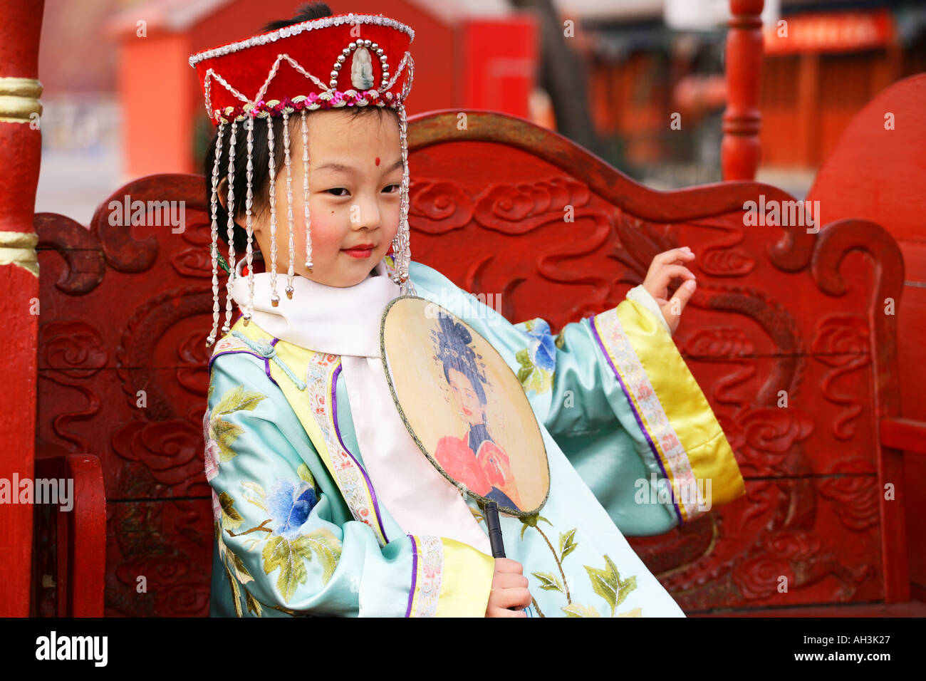 Chinese girl in Traditional Dress Beijing China Stock Photo - Alamy