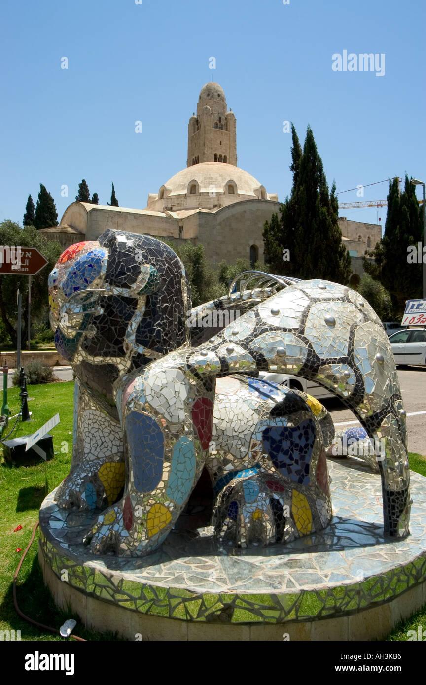 ornate elephant statue infront of YMCA building New City Jerusalem ...