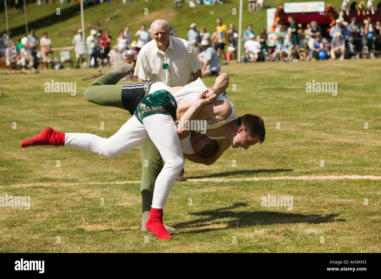 Cumberland Wrestling at Ambleside sports, Lake district, UK Stock Photo ...