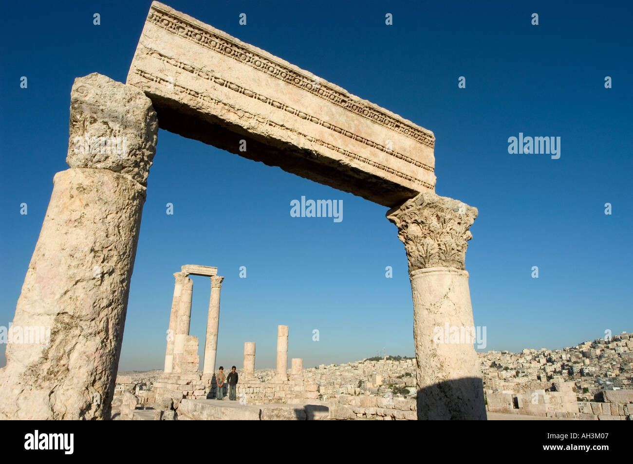 Citadel ruins Jebel al Qal ah Amman Jordan Middle East Stock Photo - Alamy