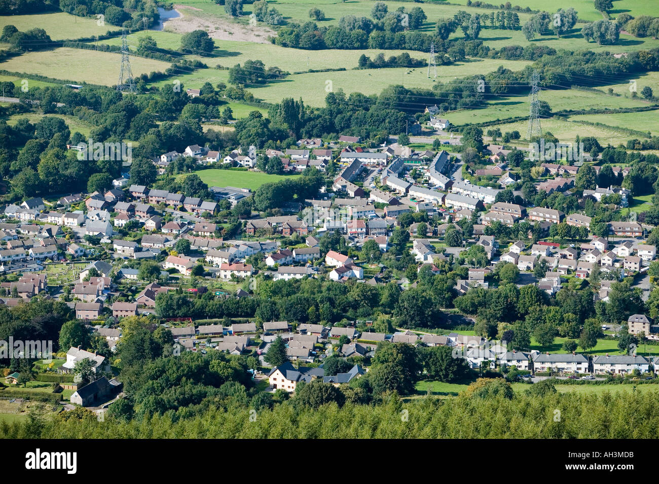 Aerial view village wales hi-res stock photography and images - Alamy