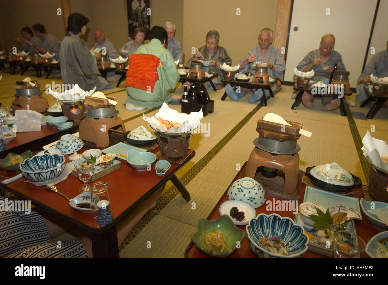 traditional Japanese Inn ryokan meal Hiroshima prefecture Honshu Japan ...