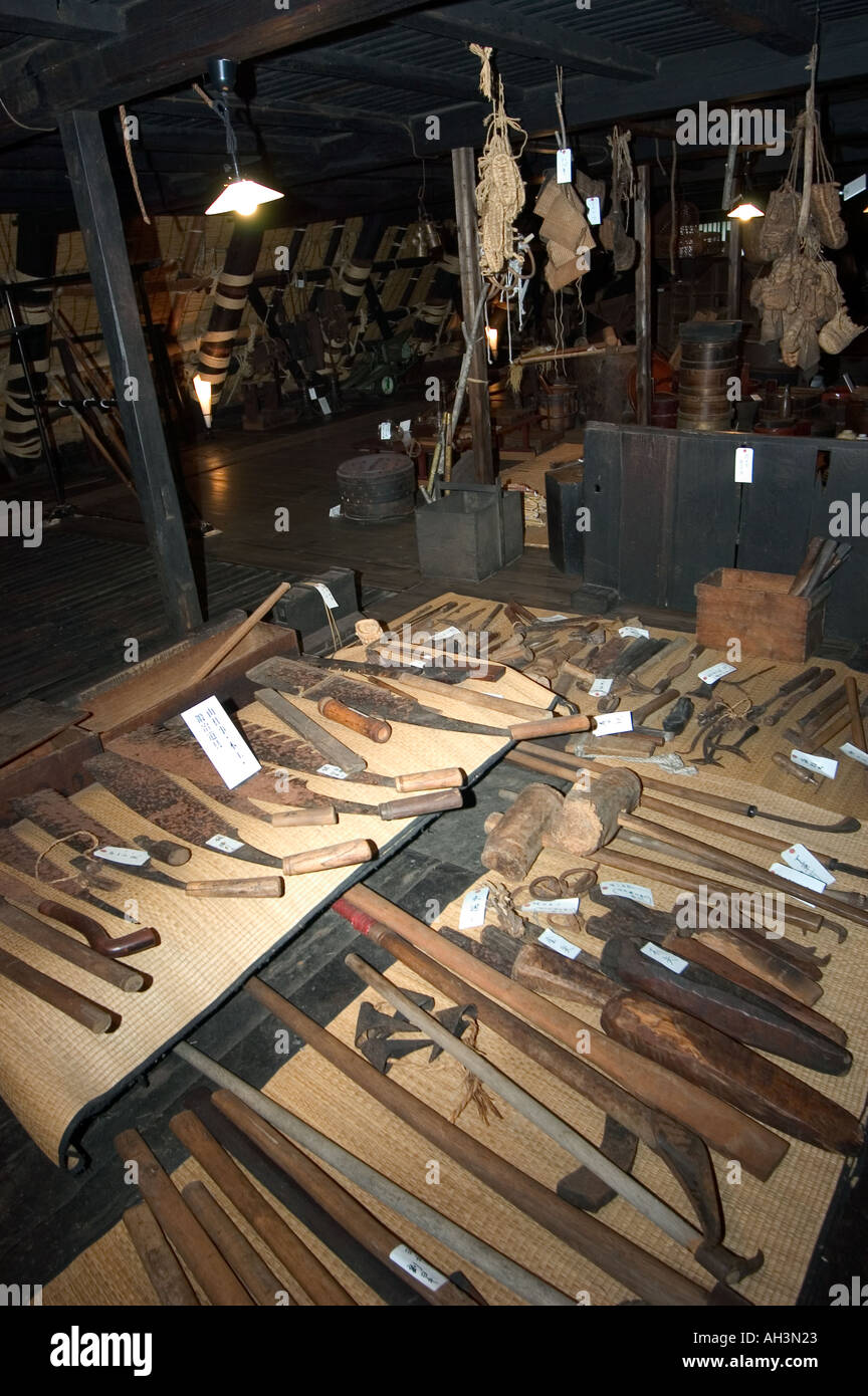 museum artifacts farming tools Shirokawago Honshu Japan Stock Photo - Alamy