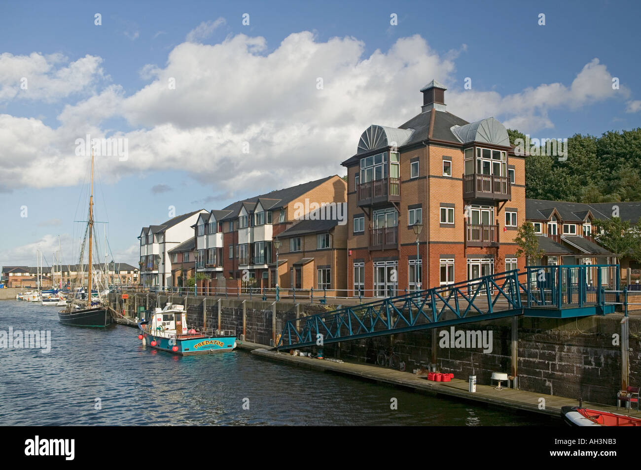 Boats and architecture Penarth marina Cardiff Bay Wales UK Stock Photo ...