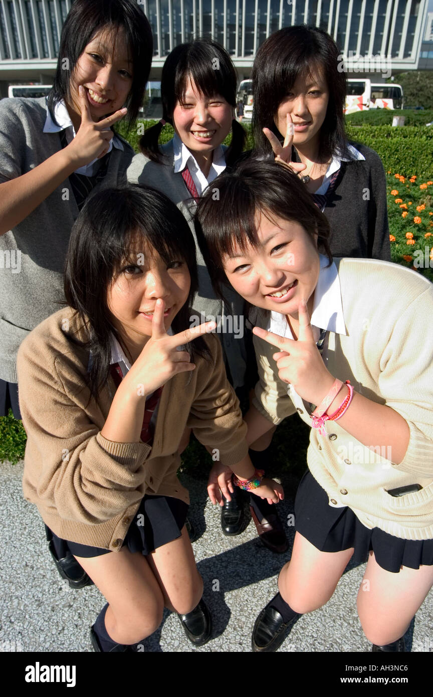 school girls at Peace Park Hiroshima prefecture Honshu Japan Stock ...