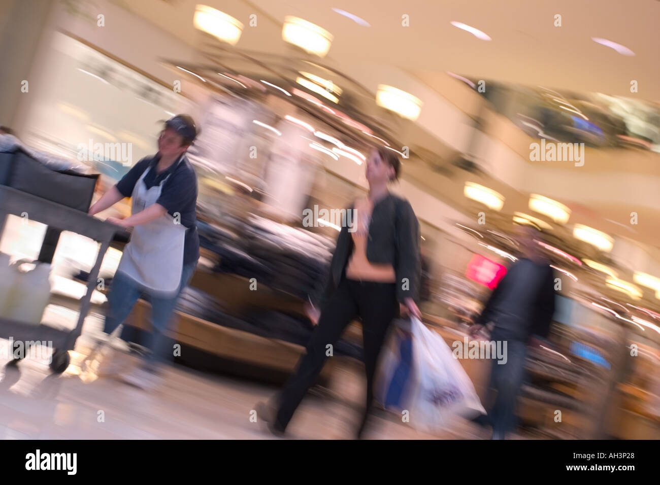 Customer and an employee walking in the mall Stock Photo - Alamy