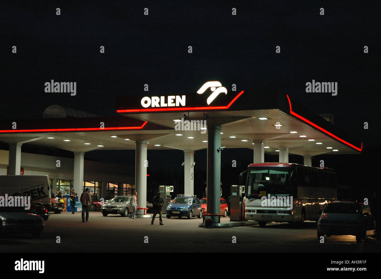 Orlen gas station by night Stock Photo - Alamy