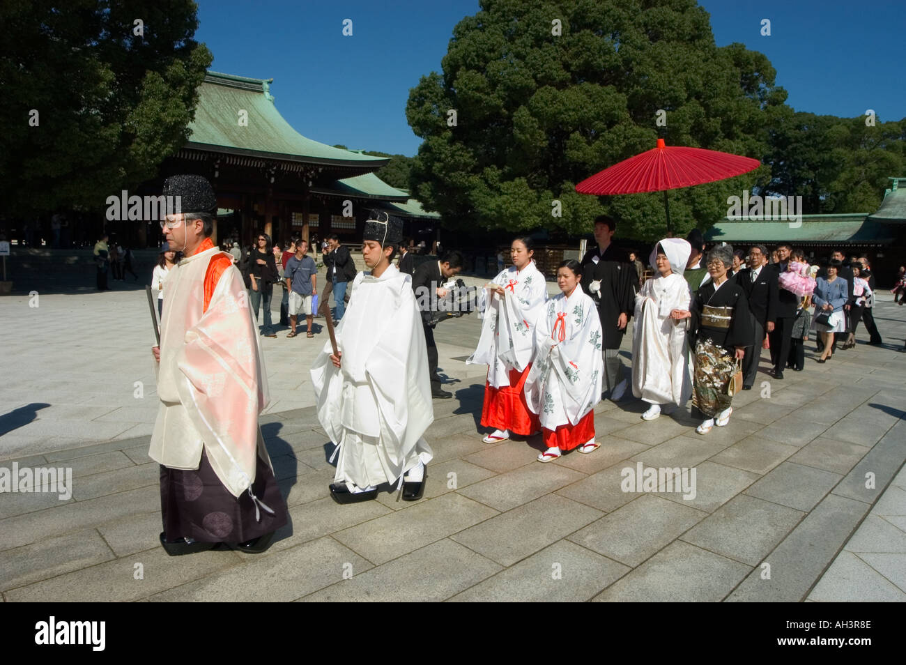 wedding ceremony procession Meiji Shrine Harajuku Tokyo Honshu Japan ...