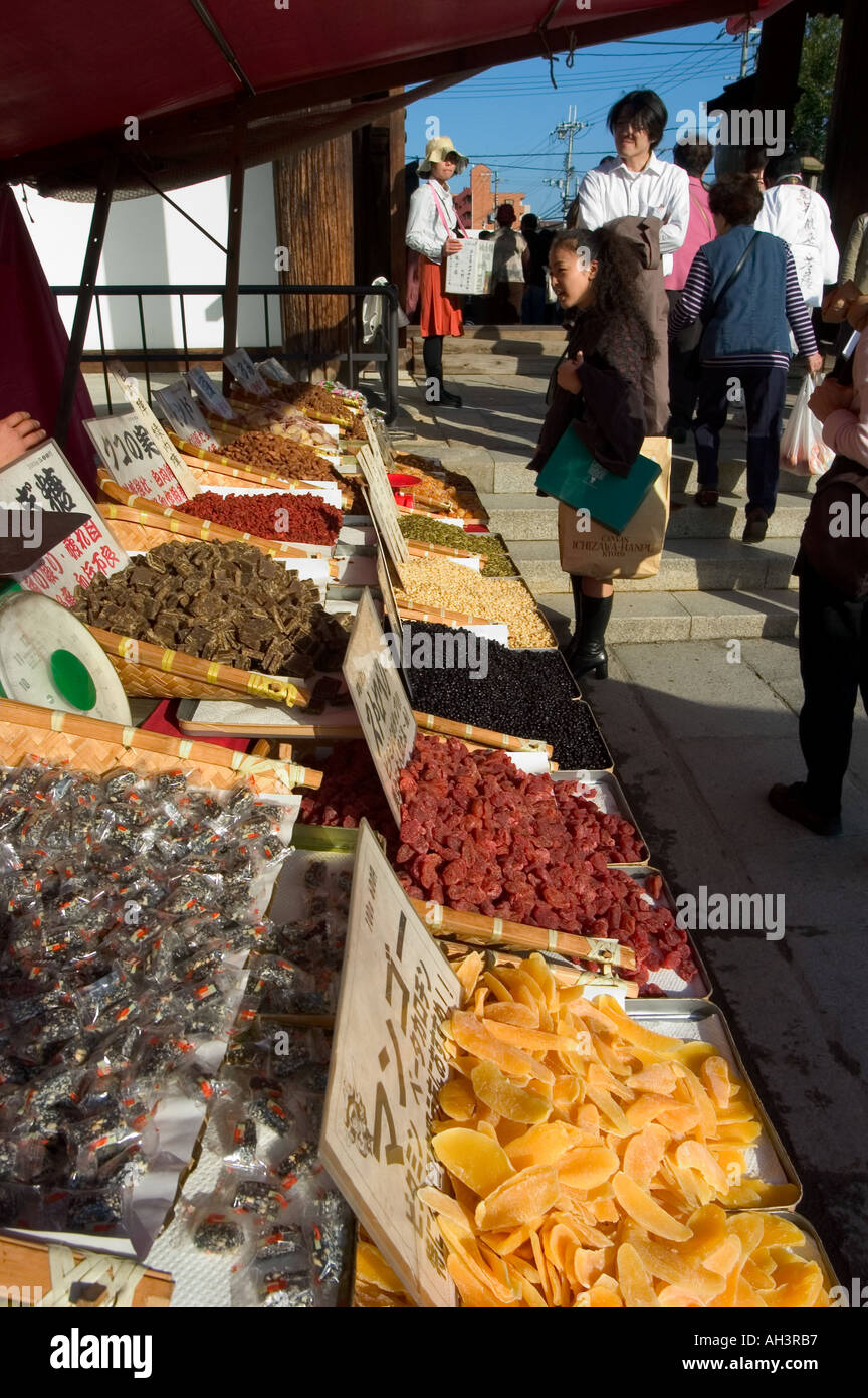 food stand Toji temple flea market Kyoto city Honshu Japan Stock Photo ...