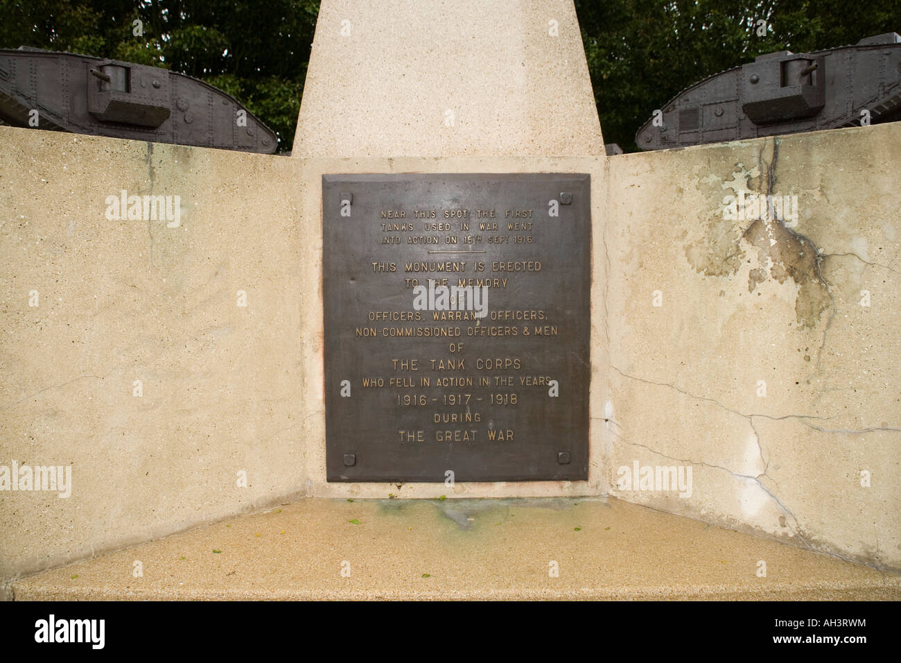 The First World War Tank Corp Memorial to the British unit that first ...