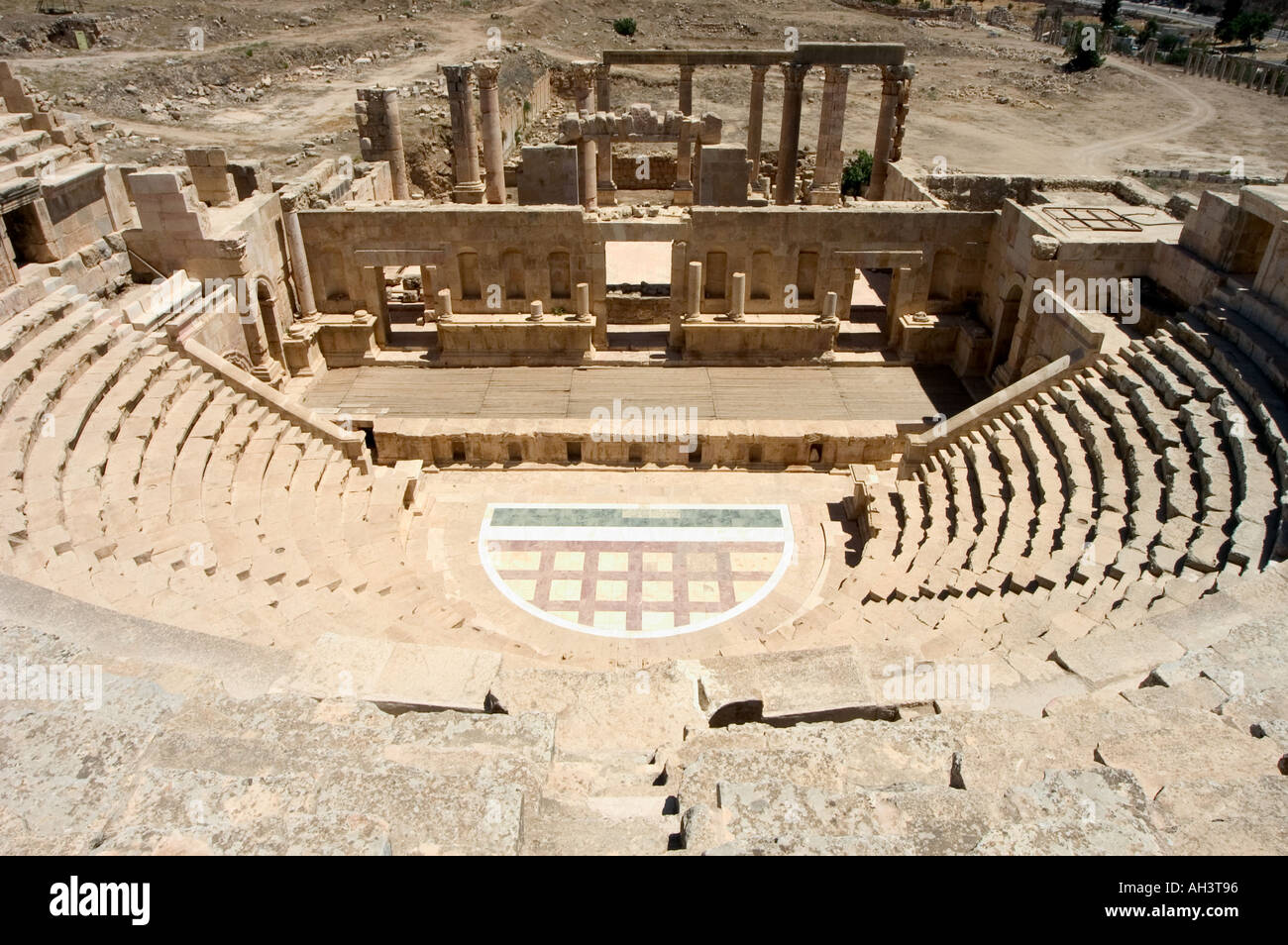 north theatre Amphitheatre in Jerash Roman Ruins Jerash Jordan Middle ...