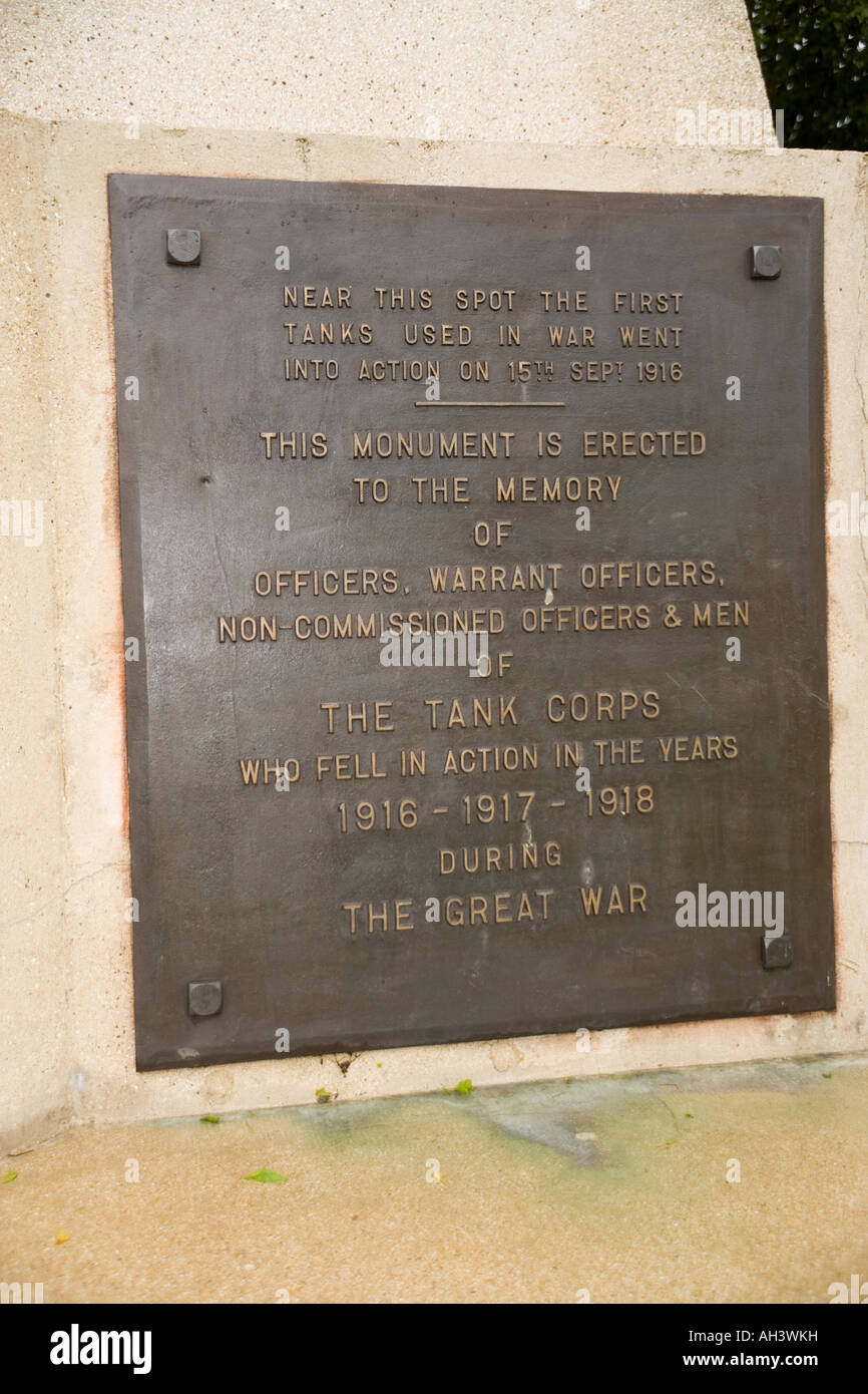 The First World War Tank Corp Memorial to the British unit that first ...