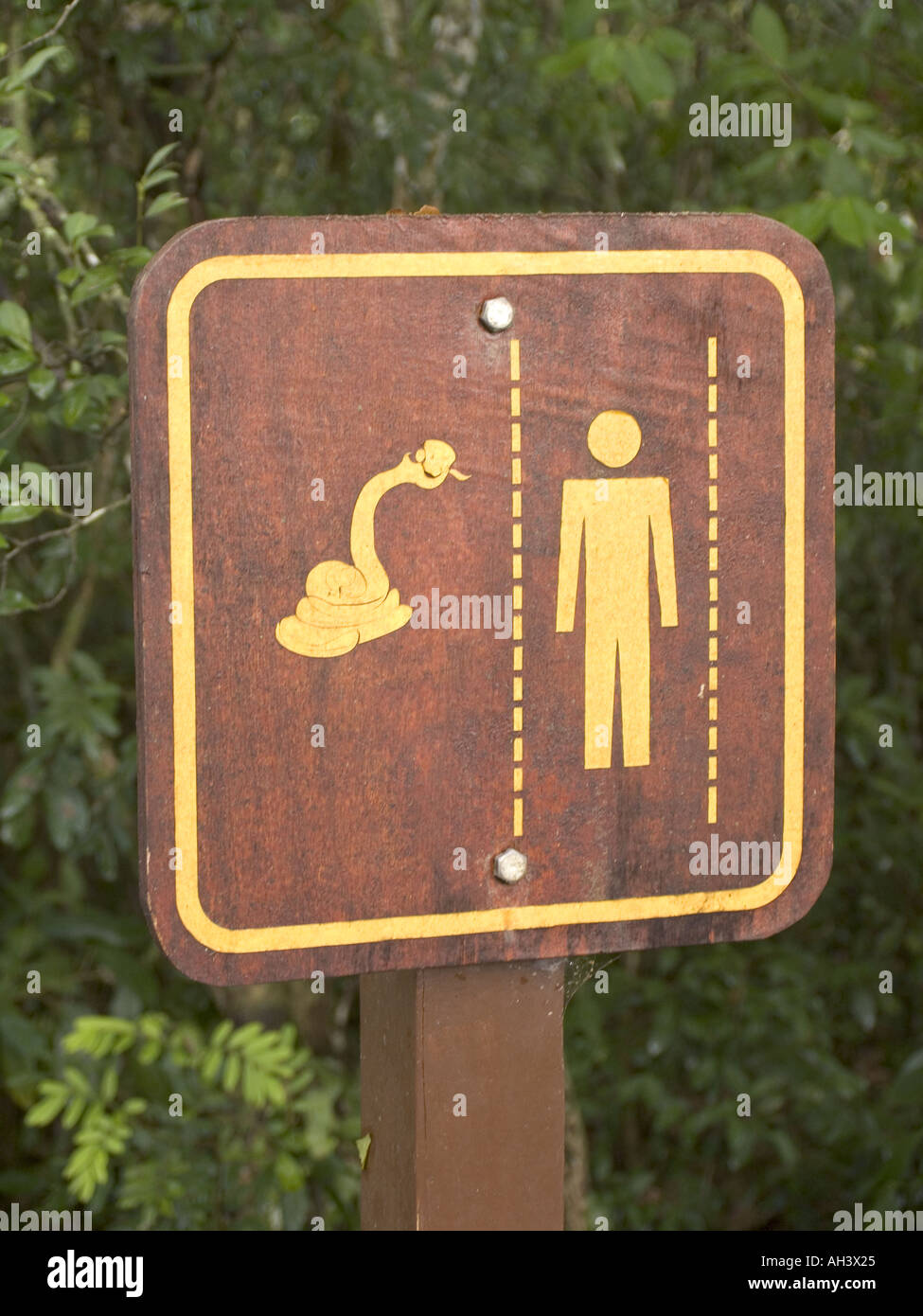 Warning Sign at Iguazu Falls on the border of Brazilian State Paraná ...