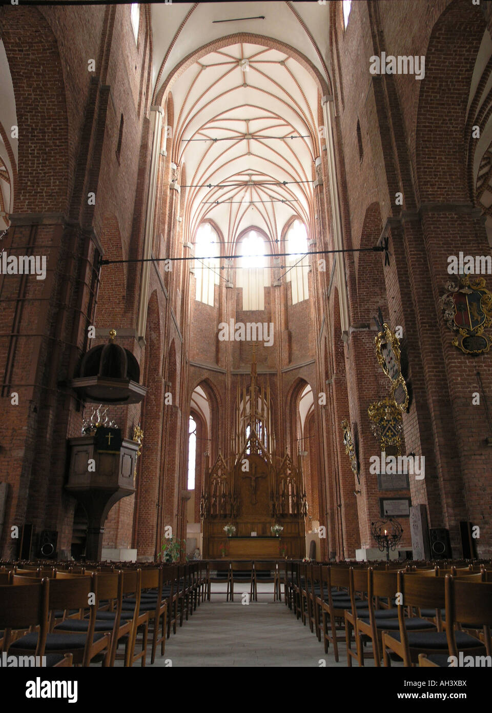 choir loft of gothic cathedral St. Peters church Riga Latvia Stock ...