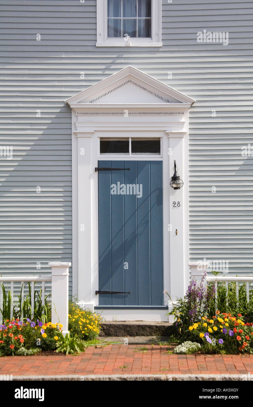 The classic lines of the front of a clapboarded colonial home in ...