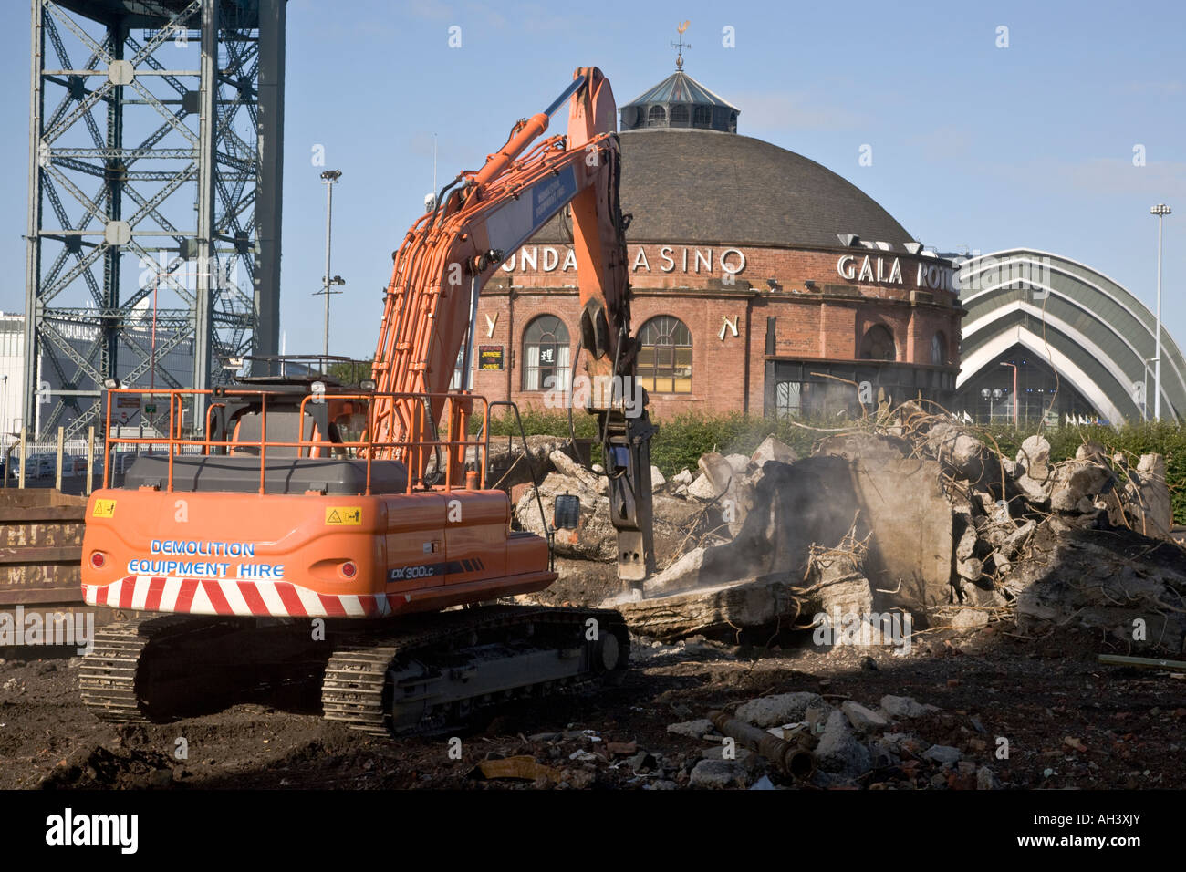 Clearing a building site on Clydeside near the secc for redevelopment ...