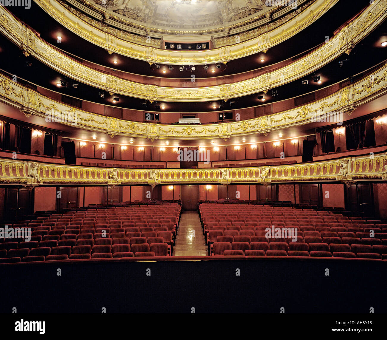 ORCHESTRA STALLS AND BALCONIES INSIDE OPERA HOUSE STRASBOURG ALSACE ...