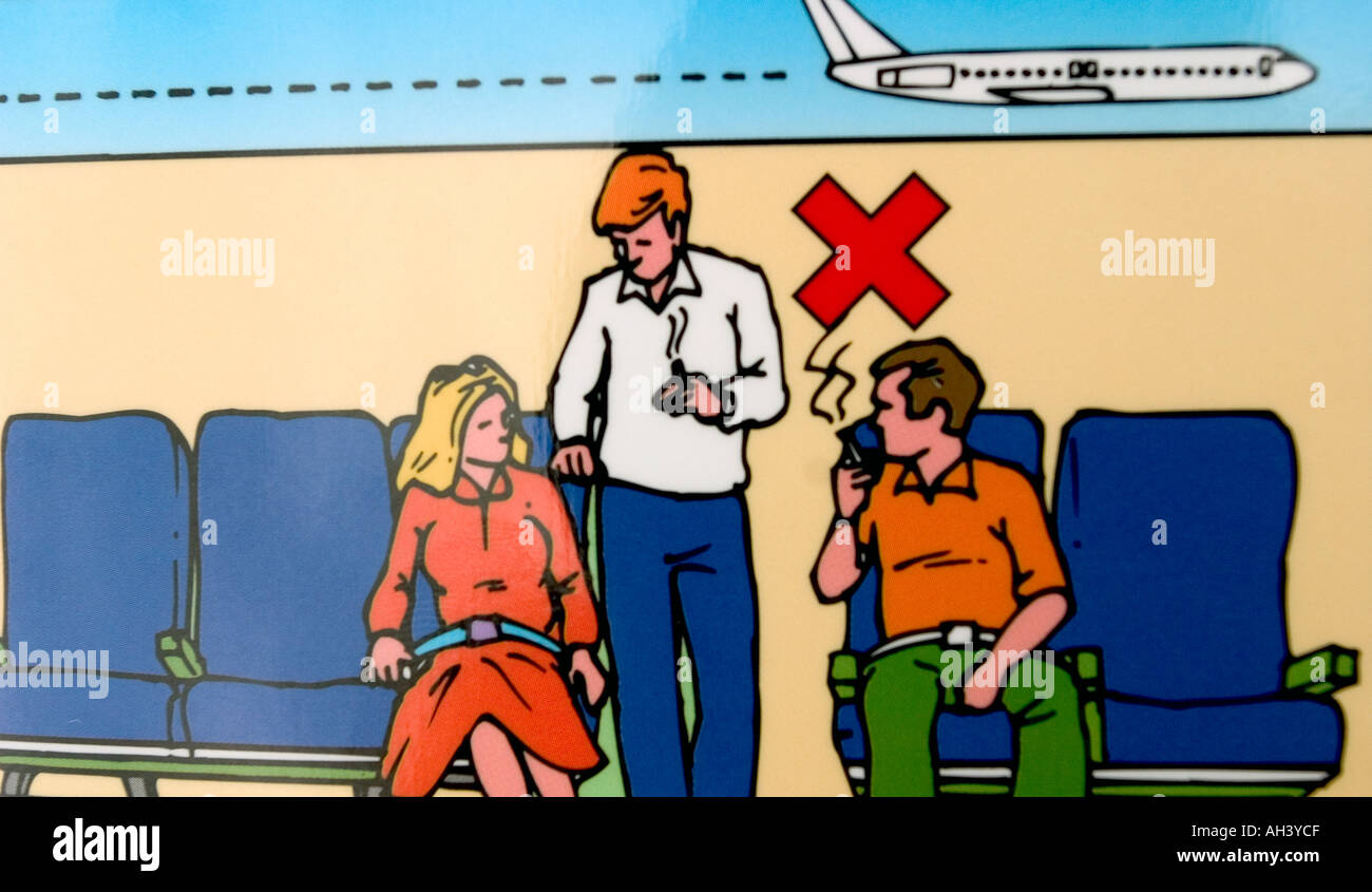 Passenger safety instructions of a plane Stock Photo - Alamy