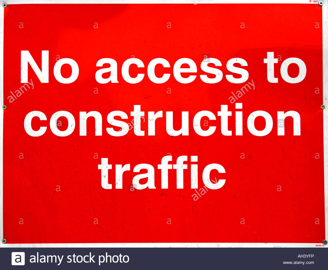 No access to construction traffic signpost Stock Photo - Alamy