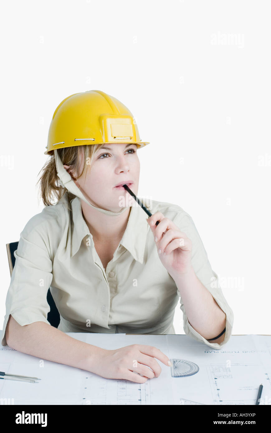 Close-up of an architect thinking Stock Photo - Alamy