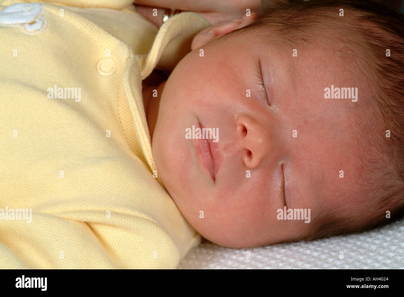 Sleeping Baby Girl Four Weeks Old Stock Photo - Alamy