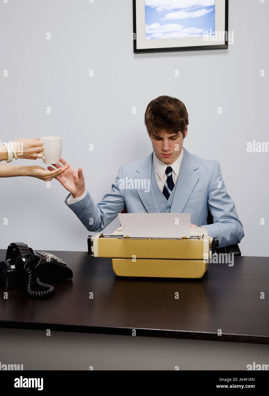 Man Working At Typewriter Stock Photo - Alamy