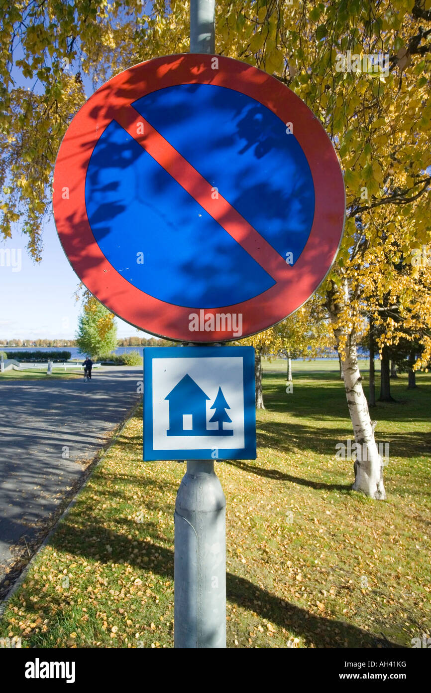Parking prohibited traffic sign Haparanda Sweden Stock Photo - Alamy